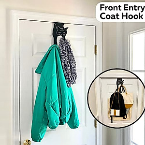 Evelots Cat Over The Door Hooks for Hanging-Black-Over The Door Organizer-Strong Metal Hooks