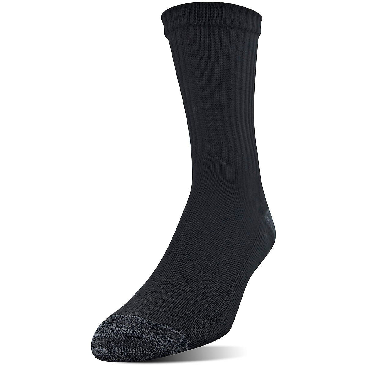 Gildan Men's Polyester Half Cushion Mid-Crew Socks, 12-Pack, Black, Shoe Size: 6-12