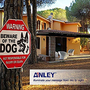 Anley Beware of The Dog Aluminum Warning Sign, No Responsible For Injury Or Death Warning Dog Sign - UV Protected and Weatherproof - 12" x 12"