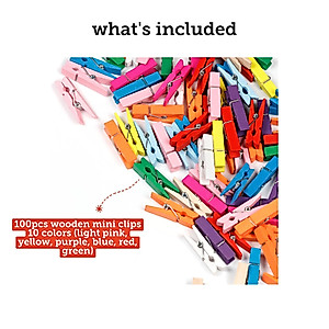 Incraftables Mini Clothes Pins for Crafts 100pcs. Colored Wooden Small Clothes Pins for Photos. Tiny Clothespins Clips for Baby Shower, Display Artwork, Hanging Clothes & Hanging Decorative (1¼ inch)