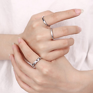 JeryWe 6 Pcs Stainless Steel Rings for Women Set Gold/Silver Knuckle Rings Stackable Simple Carve Heart Wedding Bands Engagement Promise Eternity Bands Thumb Rings for Women