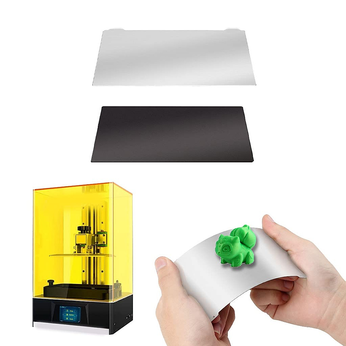 beertoy 1Set SLA/DLP Light-Cured Resin Magnetic Flexible Steel Plate Authentic for 3M Adhesive Steel Film Universal 3D Printer S Dlp Projector 4k Dlp 3D Printer Mini