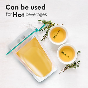 UTILE Clear 100 PCS Drink Pouches 12 oz for Adults and Kids with Individually Wrapped Straws, Reclosable Zipper Smoothie Juice pouches – Hand Held Translucent Bag Funnel Included