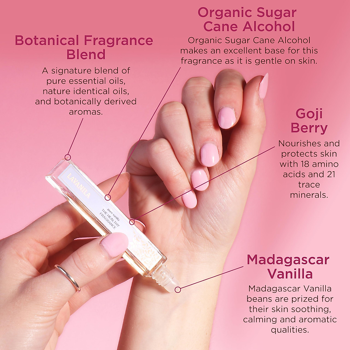 Lavanila Pure Vanilla Perfume for Women, 0.32 oz Roller-Ball - Pure Madagascar Vanilla & Creamy Tonka Bean, The Healthy Fragrance, Clean and Natural