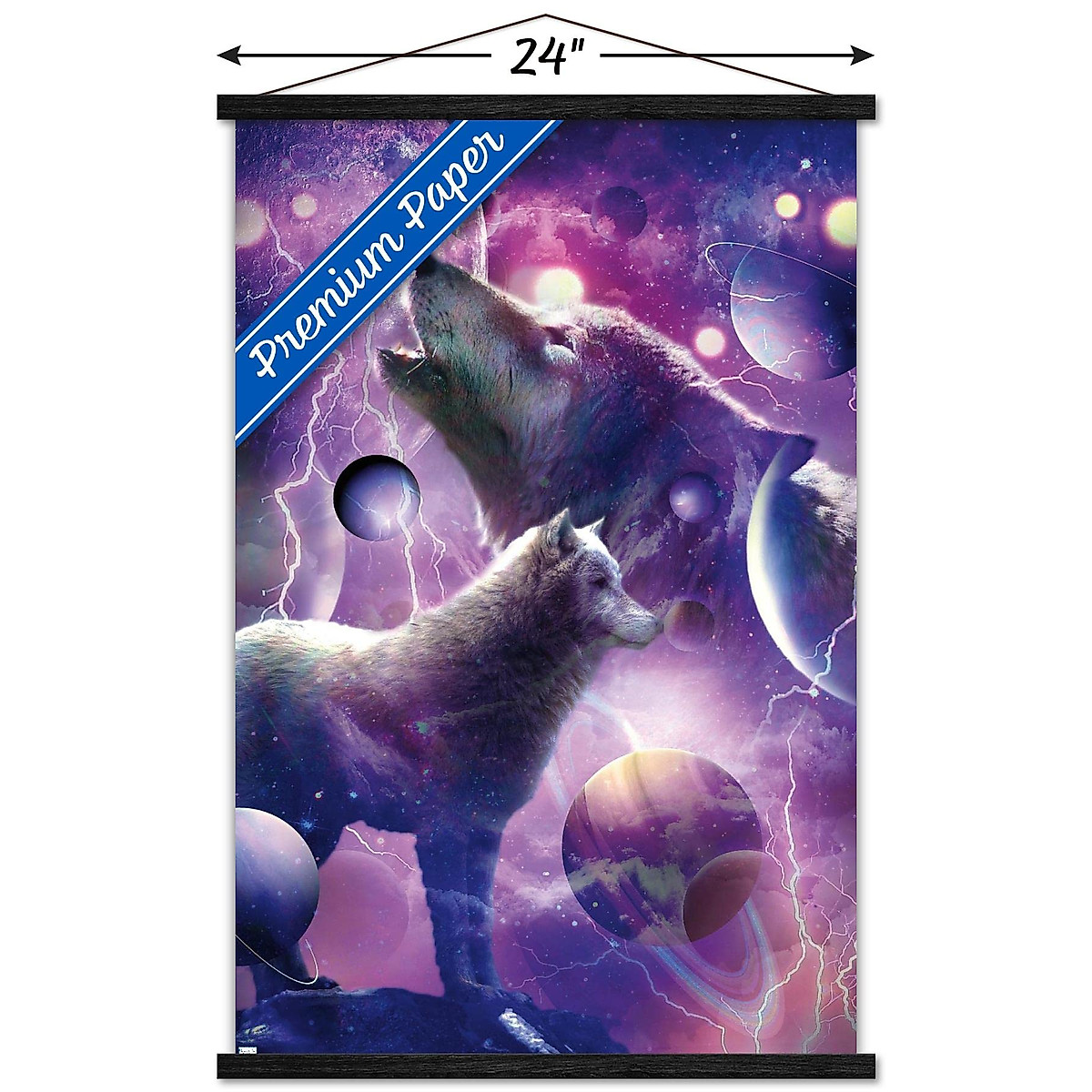 Trends International James Booker - Space Wolves Howling Wall Poster with Magnetic Frame