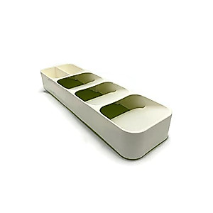 2022 Latest Kitchen Organizer Cutlery Storage Tray Knife Holder Drawer Storage for Spoons, Forks, Knives Tableware Organizer Knives Block Rack Set Cabinet Stand Multi-Purpose 15.5" (Cutlery White)