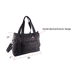 bub. Duffle Diaper Tote Bag with Changing Pad, Large Travel Diaper Tote for Mom and Dad, Multifunction, Unisex Baby Bag (Black)