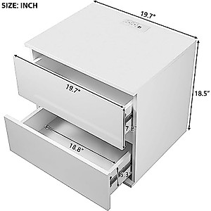 BKEKM Nightstands Bedside Tablewireless Charging Nightstand Remote Control Led Light-Dark End Table USB Charging 2 Drawers Bedside Cabinet Well Made