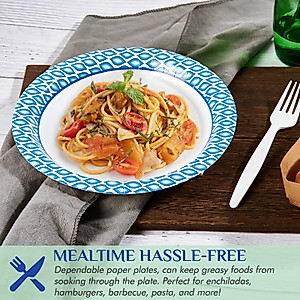 MUCHII 8.375 Inch Disposable Paper Plates, 300 Count Disposable Paper Plates, Soak Proof Paper Plates for Daily Use, Cut Proof Holiday Paper Plates for Family Gatherings, Parties, Picnic And So On