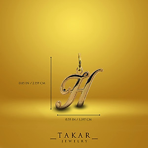 Solid 10k Yellow Gold Personalized Cursive-Style "H" Initial Pendant Necklace, 18"