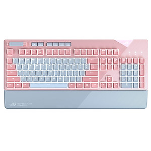 ASUS ROG Strix Flare Pnk (Cherry MX Brown) Limited Edition Mechanical Gaming Keyboard with Switches, Aura Sync RGB Lighting, Customizable Badge, USB Pass Through and Media CONTROLS (Renewed)