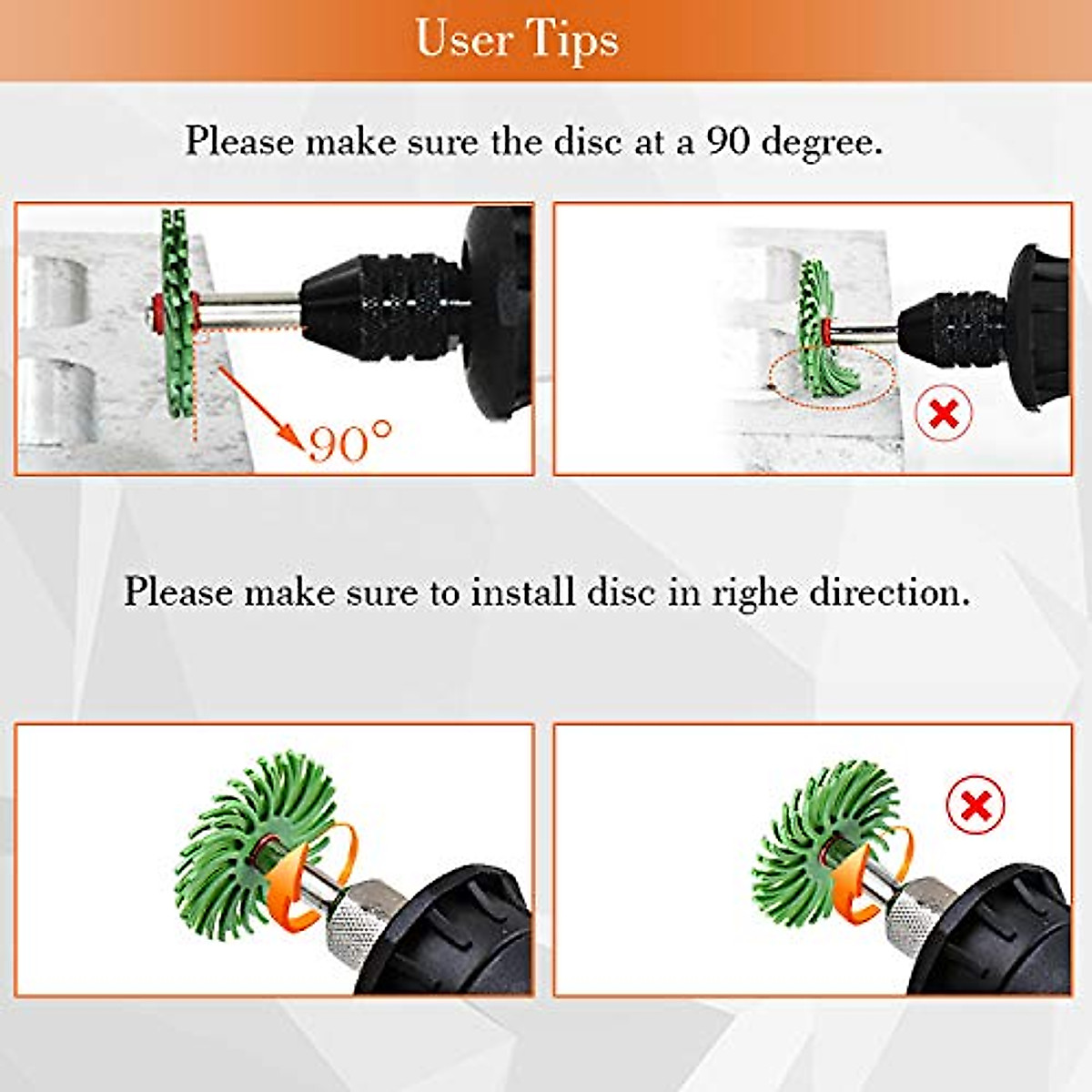 𝗥𝗮𝗱𝗶𝗮𝗹 𝗕𝗿𝗶𝘀𝘁𝗹𝗲 𝗗𝗶𝘀𝗰, GOXAWEE 66Pcs (1") Detail Abrasive Brush Kit (1/8" Shank Mandrel) for Rotary Tool - Mixed Grit 80# 120# 220# 400# 600# 1000#