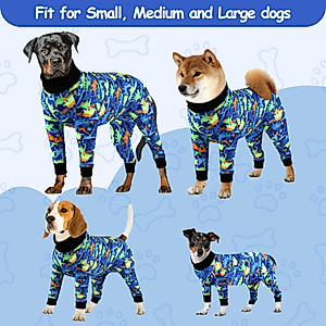 Etdane Dog Onesie Surgery Recovery Suit for Female Male Dogs After Spayed Suit Surgical Recovery Suit Anti Shedding Body Suit for Small Medium Large Dog Dinosaurs/L