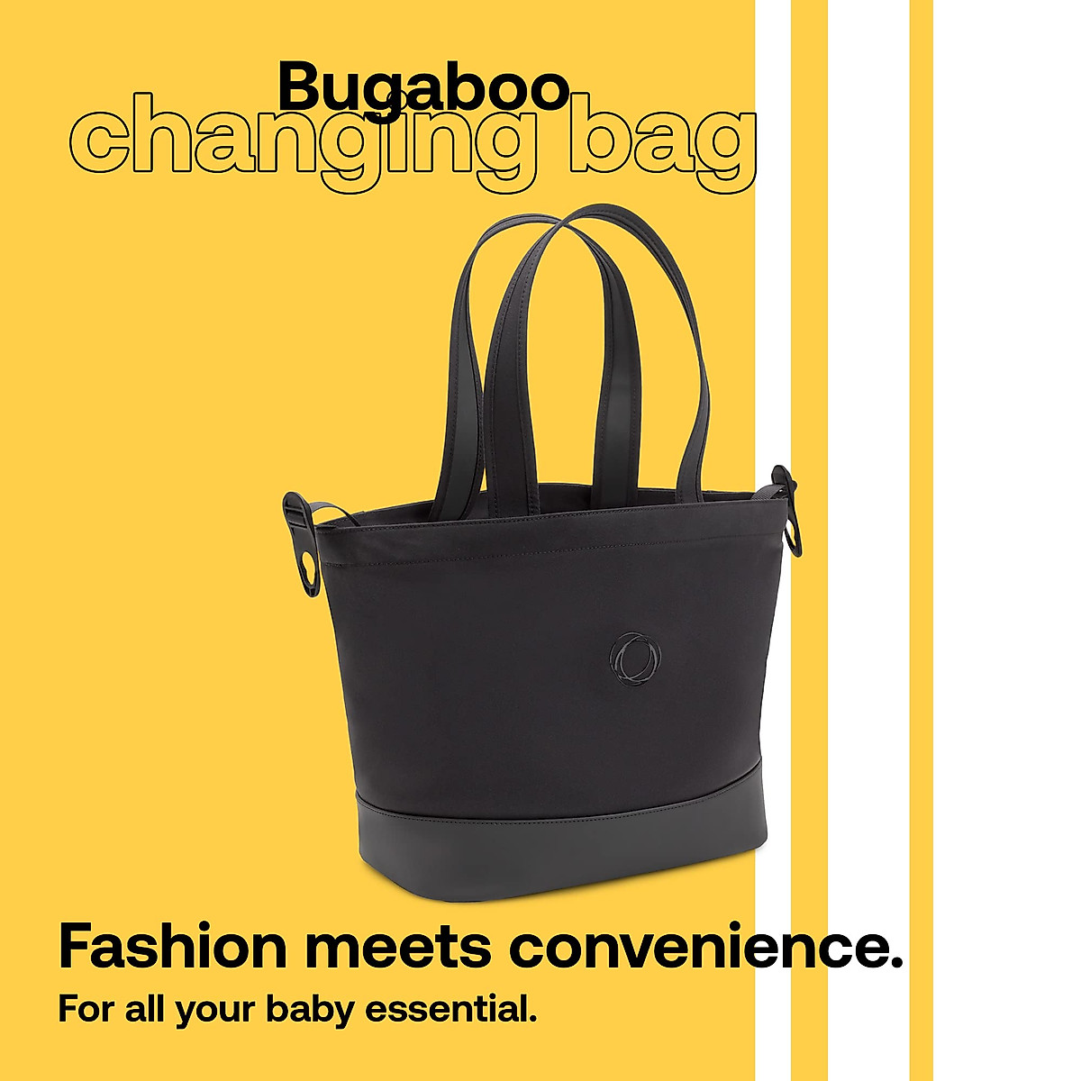 Bugaboo Changing Bag - Fashionable Diaper Bag - Stylish Functional Purse or Travel Bag - Changing Mat & 3 Clutches Included - Midnight Black