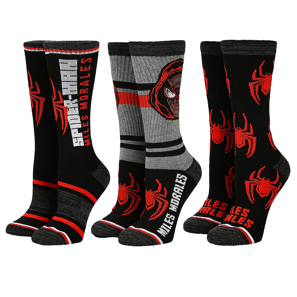 Miles Morales Spiderman Marvel Comic Book 3-Pack Mens Crew Socks