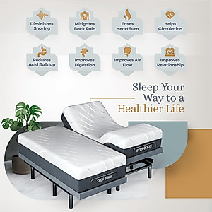Sven & Son Bliss Adjustable Bed Base-Frame + 14 inch Hybrid Spring Matt (Medium Soft), Head and Foot Lift, Lumbar, Pillow-Tilt, Massage, Under-Bed Lights, USB - Split King