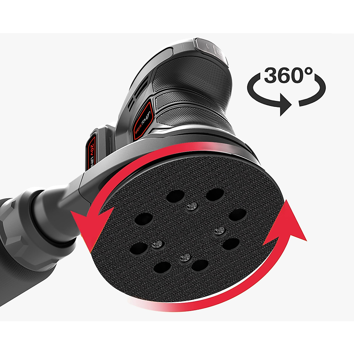 Powertough SA002 20v Cordless Random Orbital Sander 6-step Speed With 2.0A BatteryAnd Fast Charger 1pcs 125 Sander Wheel And 6pcs 125mm Sander Paper With Dust Bag