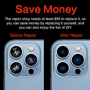 ASDAWN Back Camera Lens Glass Replacement for iPhone 13 Pro and 13 Pro Max, Rear Lens Glass Replacement kit with Pre-Installed Adhesive + Installation Manual + Repair Tool Kit