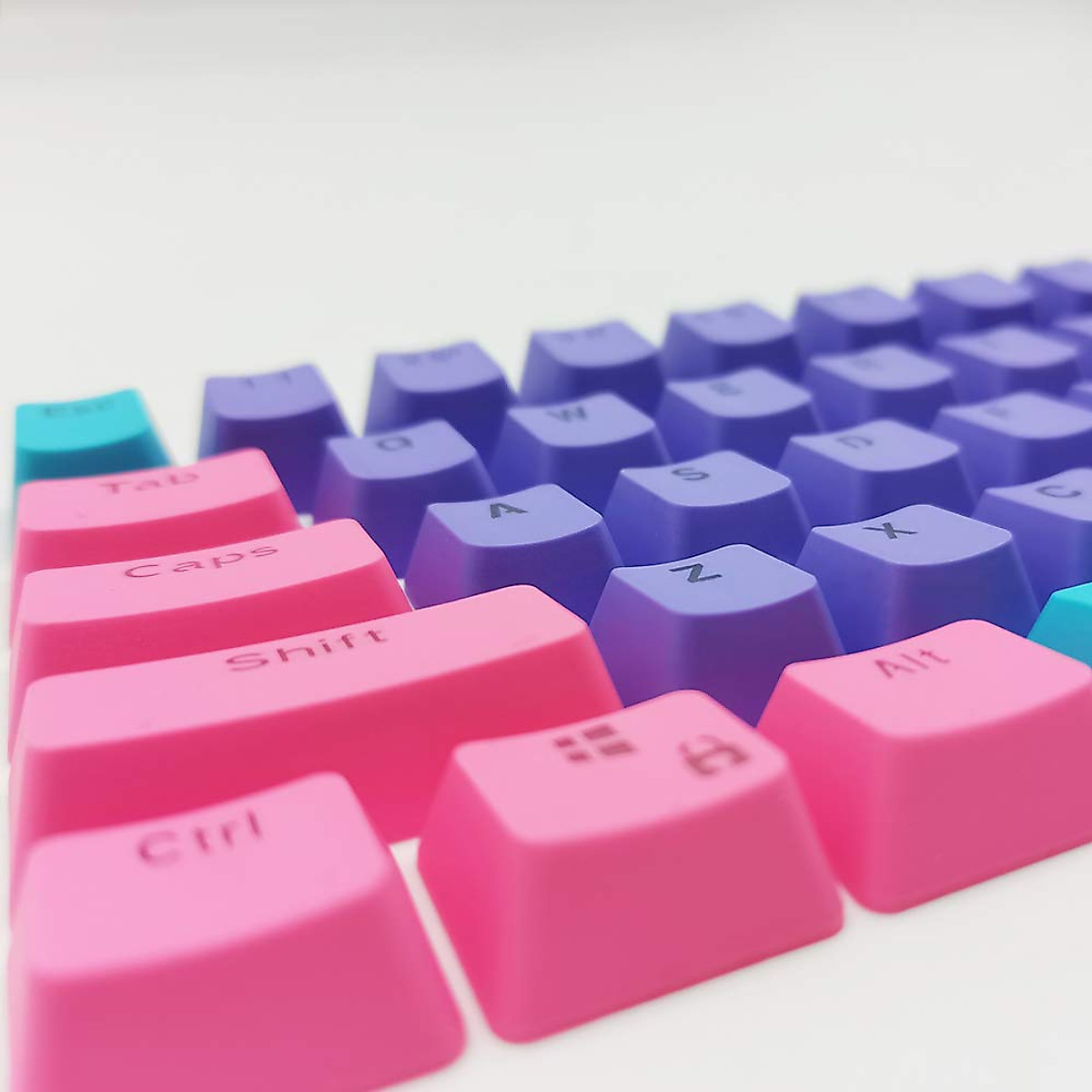 WHYSP 61 PBT Keycaps for 60 Percent Keyboard, Backlit Keycap Set for Mechanical Gaming Keyboard OEM Profile Blue Keycaps with Key Puller for Cherry MX Switches (Peach)