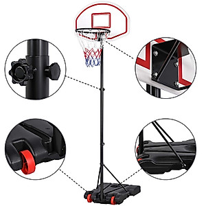 Yaheetech Portable Basketball Hoop System 5.2-7 ft Height Adjustable Basketball Stand for Youth Indoor/Outdoor w/Wheels 29 Inch Backboard Basketball Goals