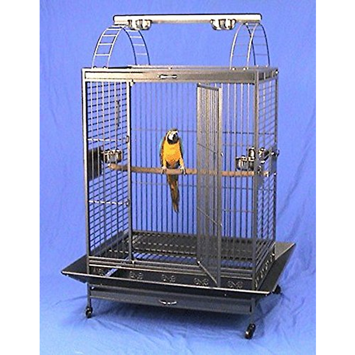 Castle PlayTop Bird Parrot Cage - 40" L X 30" W X 73" H - Wrought Iron with 6mm Extra Strong Wire