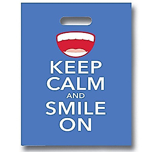 Keep Calm And Smile On Dental Giveaway Bags, 7-3/4" x 9", 100 Pack