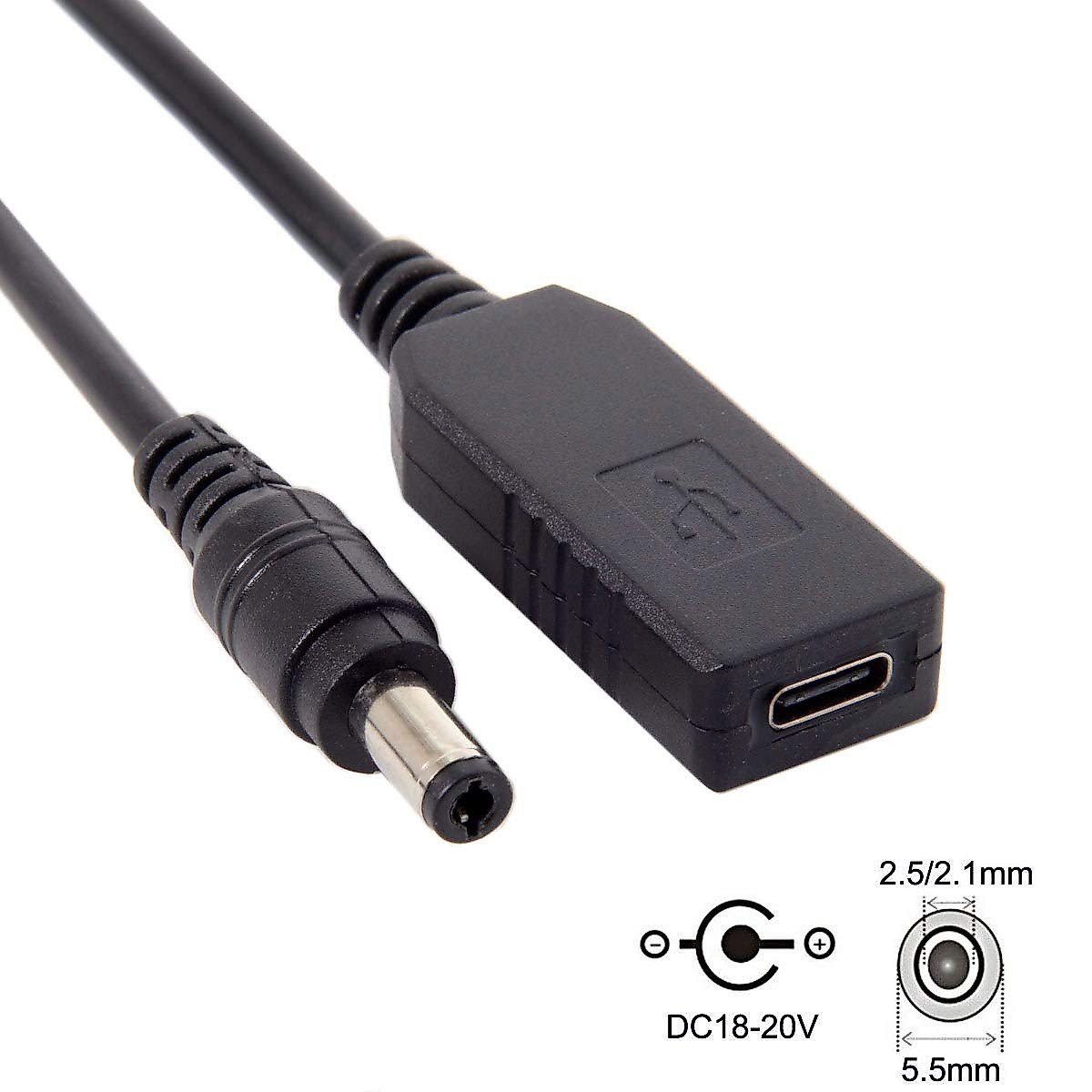 cablecc USB 3.1 Type C USB-C to DC 20V 5.5 2.5mm & 2.1mm Power Plug PD Emulator Trigger Charge Cable for Laptop