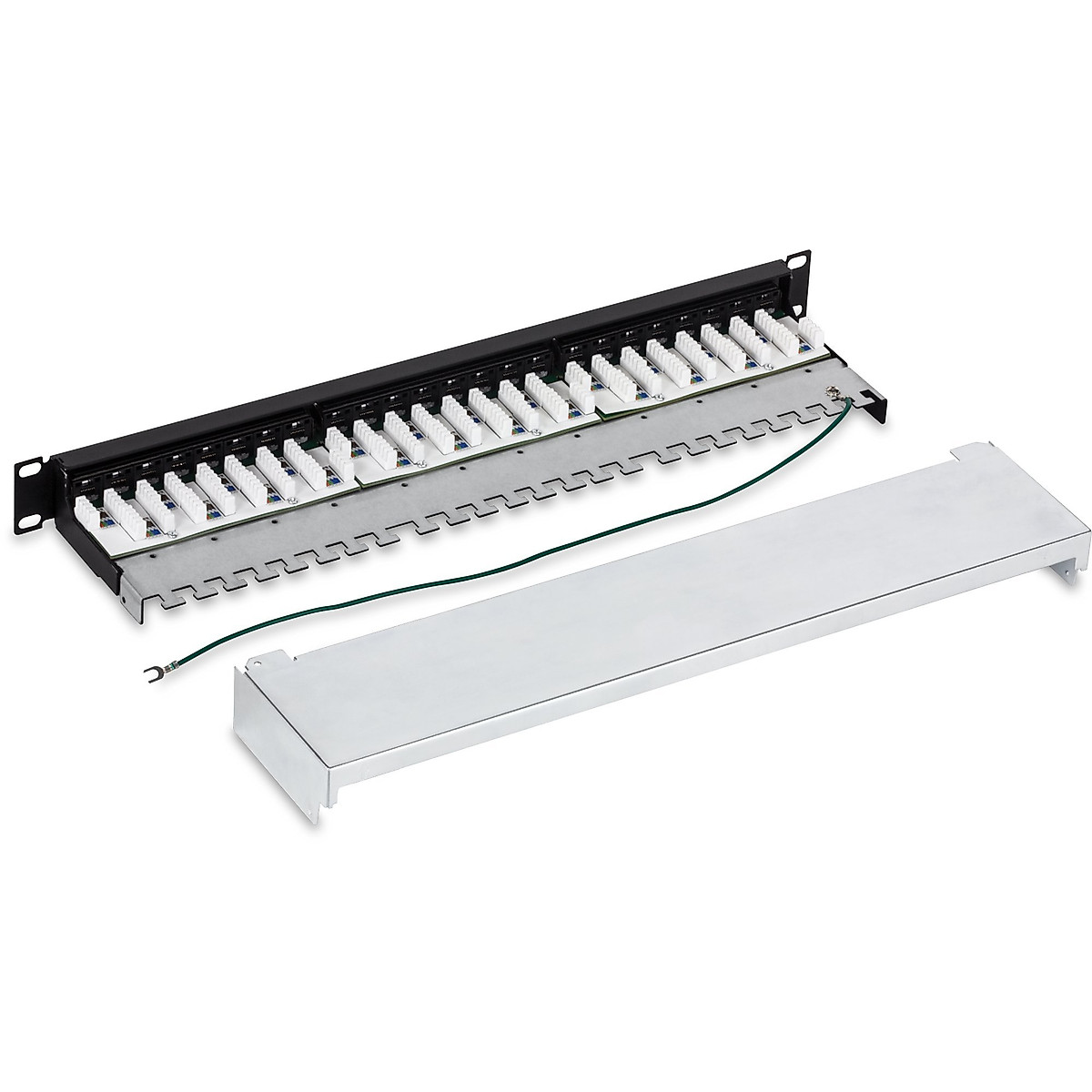 TRENDnet 24-Port Cat6A Shielded Patch Panel, 1U 19" Metal Housing, 10G Ready, Cat5e,Cat6,Cat6A Compatible, Cable Management, Color-Coded Labeling for T568A and T568B Wiring, Black, TC-P24C6AS