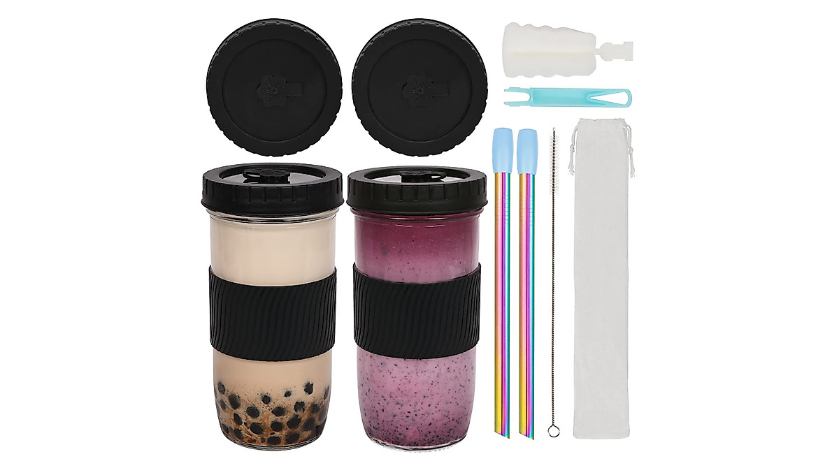 Reusable Boba Cup Set - 24oz Glass with Accessories