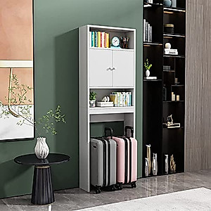 Cimlyfit Over The Toilet Storage Cabinet, 3-Tier Bathroom Space Saver, Bathroom Organizer Shelf Over Toilet, Freestanding Multifunctional Laundry Organizer Toilet Rack White