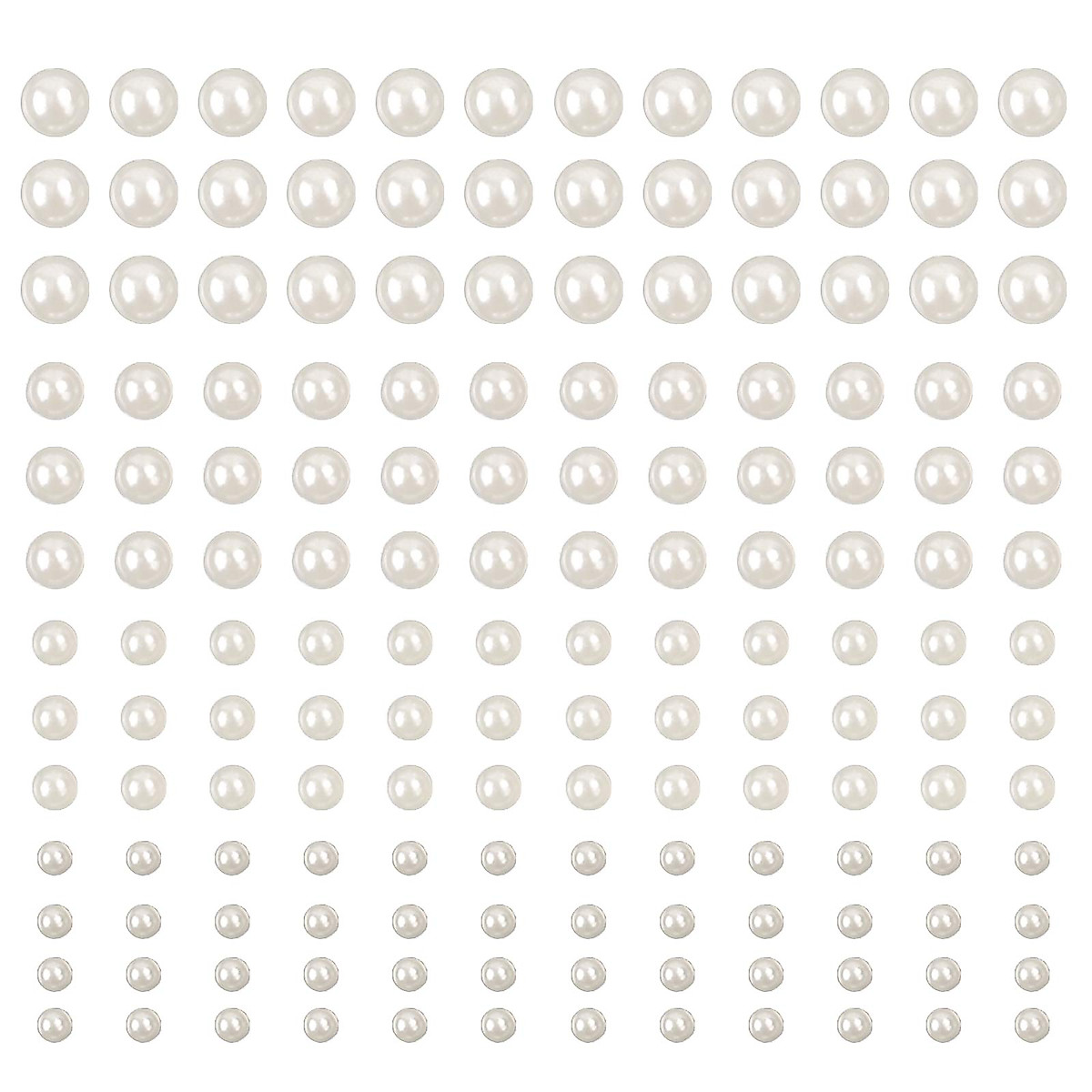 990 Pcs Self Adhesive Pearl Stickers, White Flat Back Pearls Sticker for Face Beauty Makeup Nail Art Cell Phone DIY Crafts Home Decor Scrapbooking Embellishments, 3mm/4mm/5mm/6mm