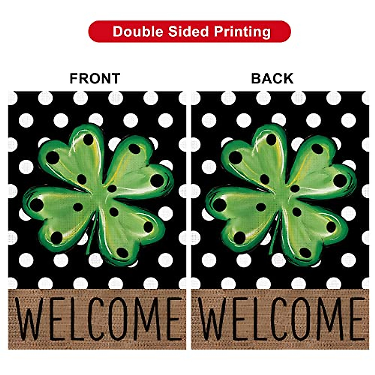 HOMFREEST Welcome St Patricks Day Garden Flag 12x18 Inch Vertical Double Sided Green Shamrock Clover Polka Dot Yard Flag Outside Small Holiday Yard Decor House Decorations for Porch Patio