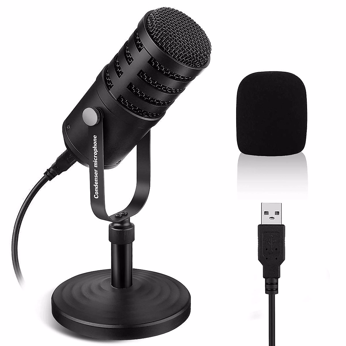 Recording Microphone, Professional USB Condenser Microphone, Desktop Computer Mic for Podcasting, Chatting, Voice Over, Gaming, Interview, Conference Call