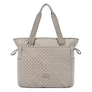 BAGSMART Quilted Tote Bag, Top Handle Handbags for Women, Shoulder Bag, Durable Carry Handles, Machine Washable, 25L Large Hobo Bag for Work, Travel