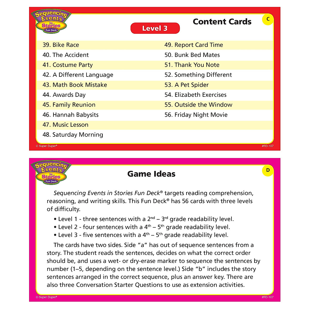 Super Duper Publications | Sequencing Events in Stories Fun Deck Flash Cards | Educational Learning Resource for Children