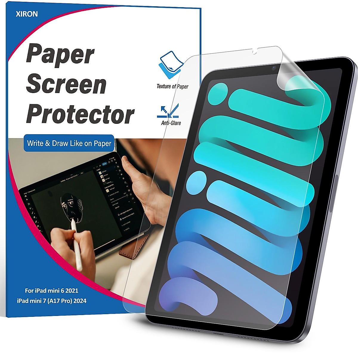 XIRON [2 PACK] Paper Screen Protector for iPad mini 7 (A17 Pro)/ iPad Mini 6 (2021, 8.3 inch), Matte PET Film for iPad Mini 6th Generation, Write and Draw Like on Paper, Anti-Glare Screen Protector