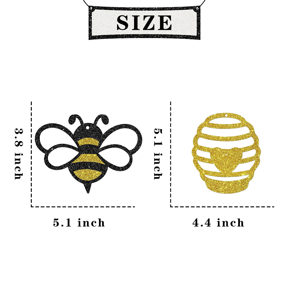 Maicaiffe Honey Bumble Bee Hanging Swirl Decorations - Glitter 22 Pcs Bee Baby Shower Party Supplies - Baby Birthday - Engagement - Wedding Streamers - Bee Theme Party Foil Swirls Ceiling Decorations
