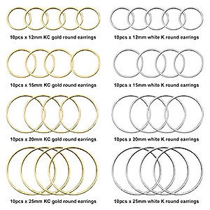 80pcs Earrings Beading Hoop Earring Circle Round Beading Hoop Earring Finding Open Bezel Pendant Frame for Jewelry Making DIY Earring