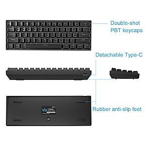 DIERYA DK61E 60% Percent Mechanical Gaming Keyboard, Optical Blue Clicky Switch, PBT Keycap, RGB Backlit, Waterproof, Wired USB C Mechanical Keyboard with Full Keys Programmable