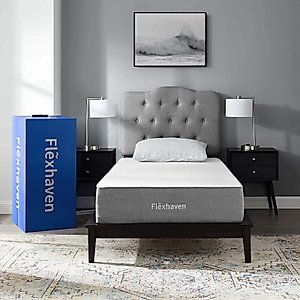 Modway Flexhaven 10" Gel Cooling Ventilated CertiPUR-US Certified Memory Foam Twin Mattress Grey