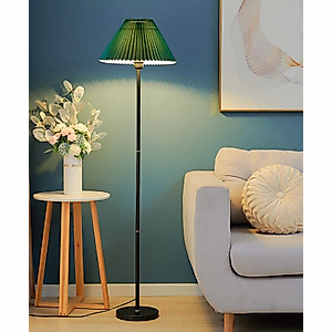 Black Pole Floor Lamp Simple Design Tall Lamp with Dark Green Shade Standing Lamp with LED Bulb for Living Room and Bed Room
