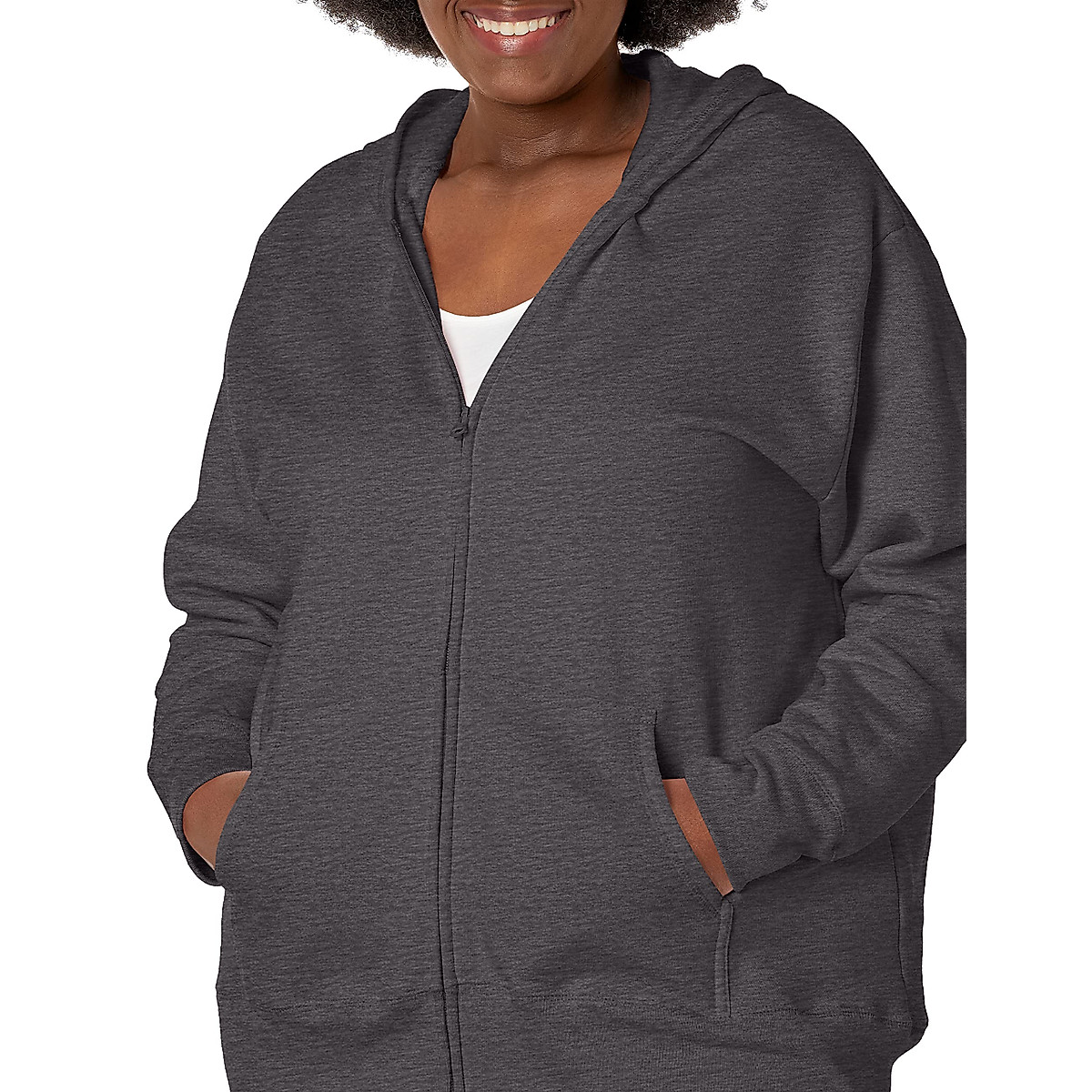 JUST MY SIZE womens Comfortsoft Ecosmart Fleece Full-zip Women's athletic hoodies, Slate Heather, 3X US