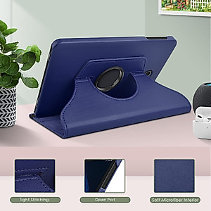 DETUOSI Rotating Case for Samsung Galaxy Tab A 10.1" 2016 (SM-T580), 【Auto Sleep/Wake】 360 Degree Swivel Multi-Angle Stand Folio Leather Book Cover + Protective Hard Back Shell + Elastic Band Closure