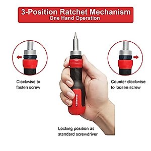 SHARDEN Ratchet Screwdriver 13-in-1 Ratcheting Screwdriver Set Multi Screwdriver Tool All in One with Torx Security, Flat Head, Phillips, Hex, Square and 1/4 Nut Driver
