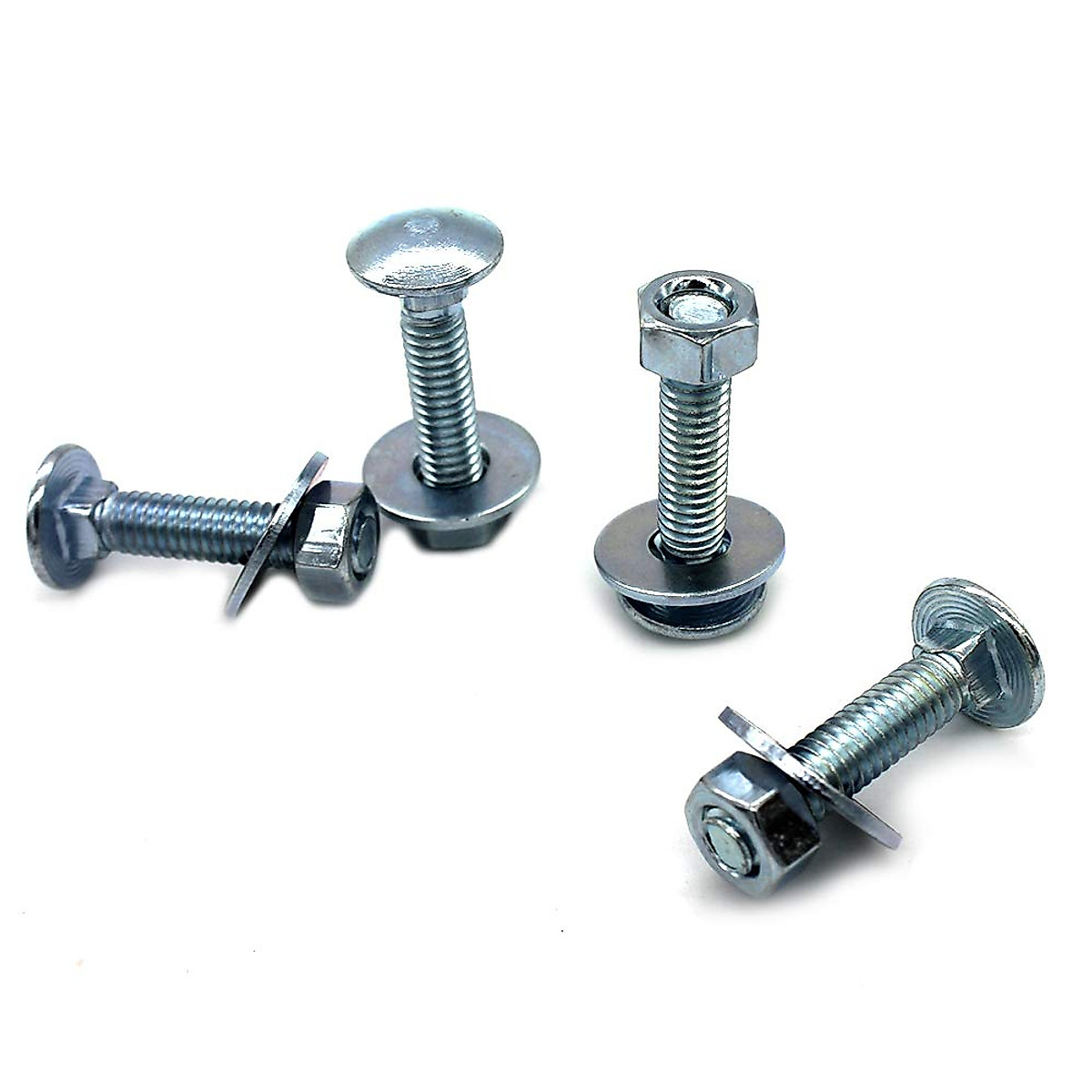 (10 pc) 5/16-18 x 1-1/2" Long Square-Neck Carriage Bolts Set w/Nuts & Washers,Zinc-Plated,Carbon Steel Grade 2,by Fullerkreg