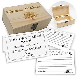 Share a Memory Card for Celebration of Life Decorations, 50Pcs Funeral Favors Memory Cards with Wooden Box, Memorial Service Keepsake Box, Funeral Gifts for Celebration of Life Ideas