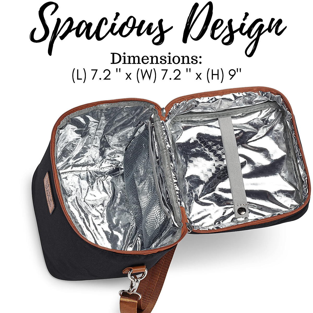 Jax 2020 Breastmilk Cooler Bag, Insulated Container for 6 Bottles, Keeps Milk Fresh, Adjustable Shoulder Strap, Pocket for Ice Pack, Black