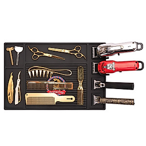 CestoMen Barber Tools Organizer Mat, Clippers Mat, Flexible and Anti-slip Magnetic Barber Mat, Magnet Strip Station Pad for Hairstylist(BLACK)
