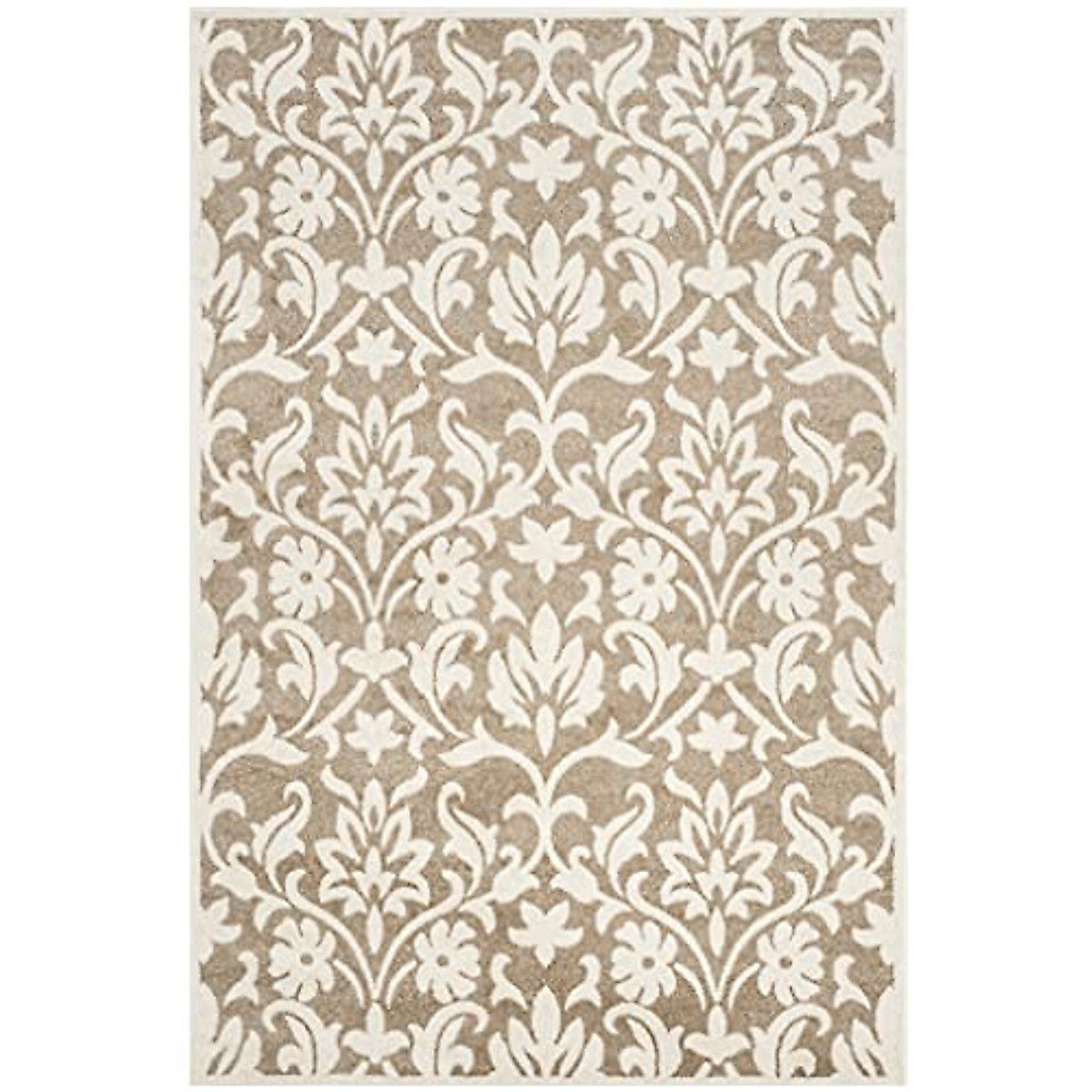 SAFAVIEH Amherst Collection 6' x 9' Wheat / Beige AMT424S Floral Non-Shedding Living Room Bedroom Dining Home Office Area Rug