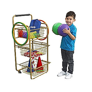 Excellerations Outdoor Storage Cart with Removable Baskets, Mobile Tip-Proof Cart, Indoor-Outdoor, Versatile and Compact Storage, Simple Assembly, Easy to Clean (Item # STORCART)